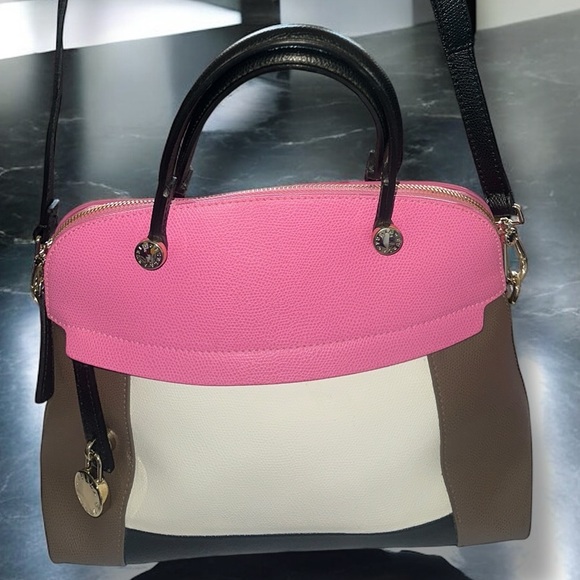 Furla | Bags | Furla Piper Colorblock Leather Shoulder Dome Bag Euc ...